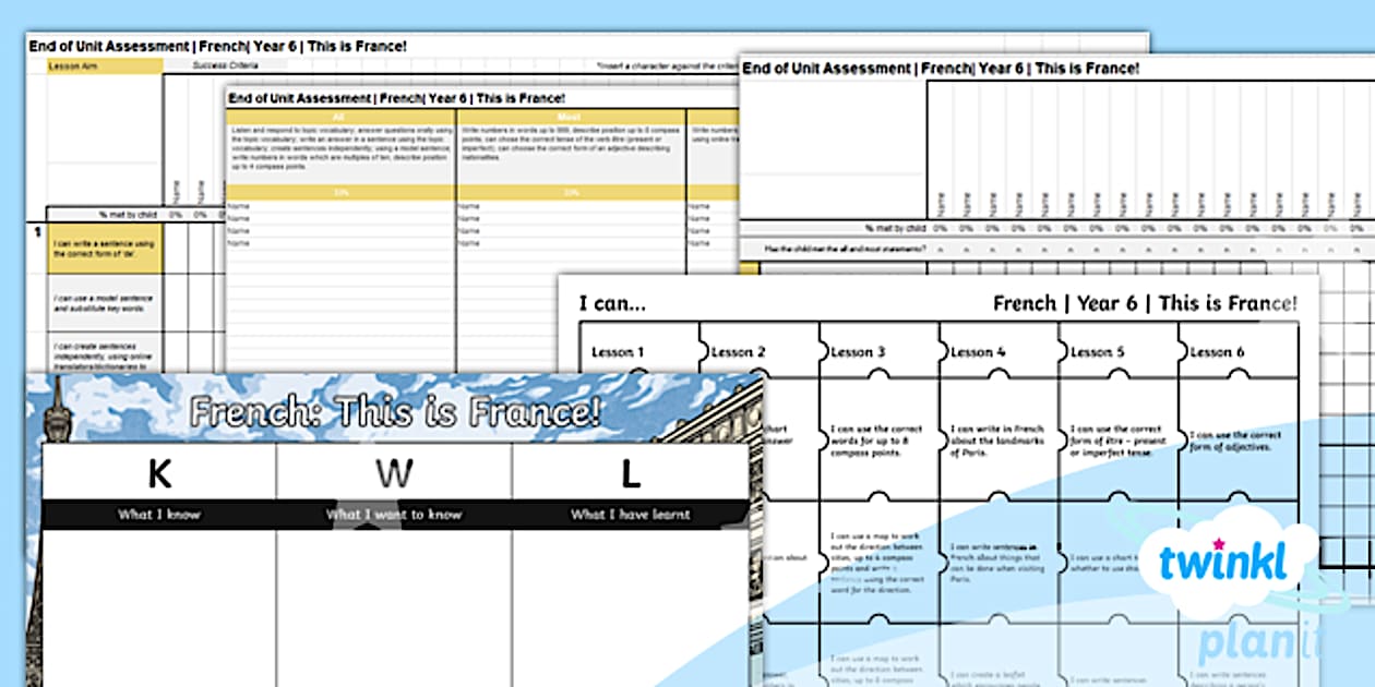 French: This is France! Year 6 Unit Assessment Pack