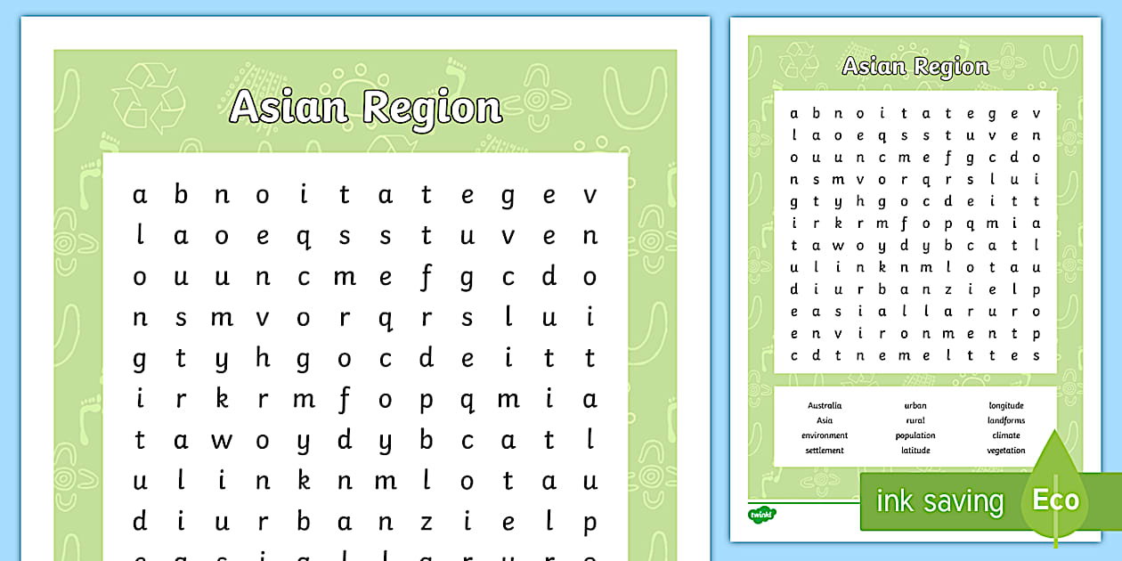 Asian Region Word Search (Teacher-Made) - Twinkl