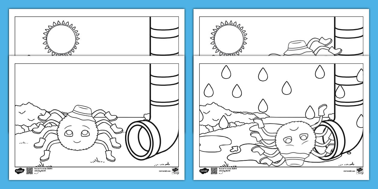 Incy Wincy Spider Colouring Sheets - Twinkl
