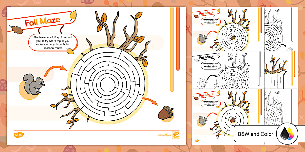 Fall Maze Worksheet | Fall Season | Twinkl USA - Twinkl