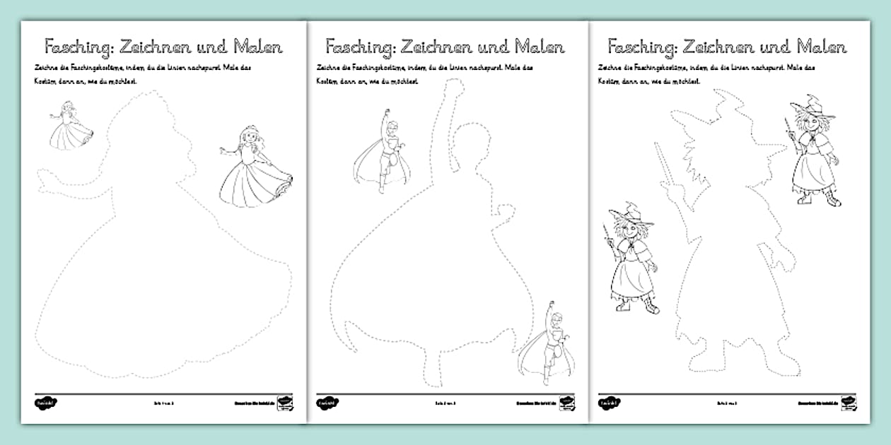 Fasching: Zeichnen und Malen - Arbeitsblatt (teacher made)