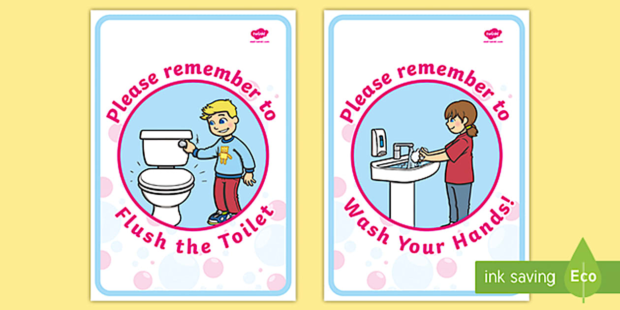 👉 Using the Toilet Reminder Posters (teacher made)
