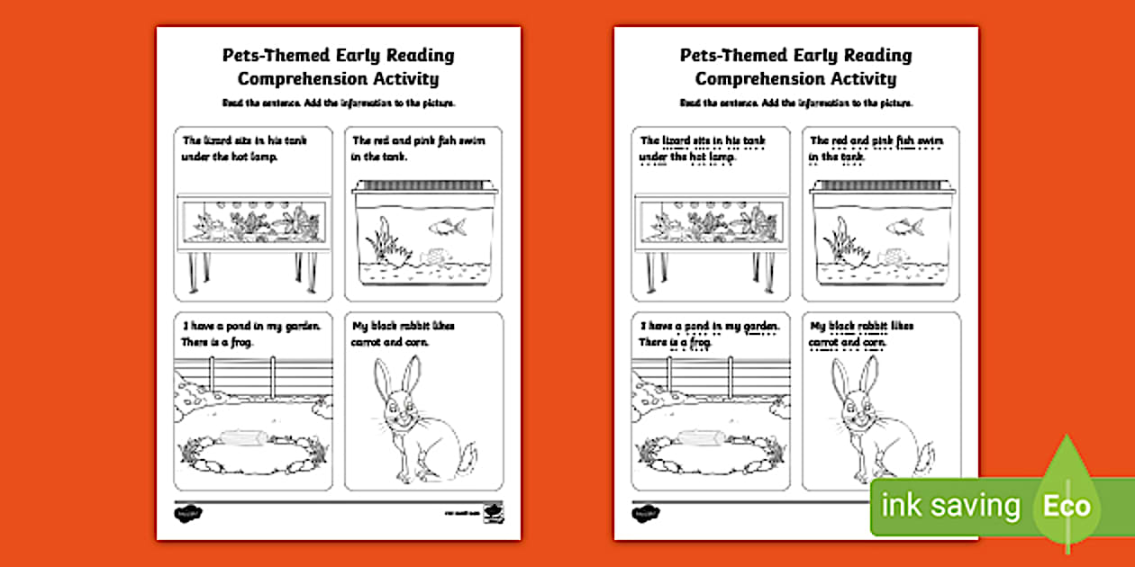 Pet-Themed Phase 4 EYFS Reading Comprehension Activity