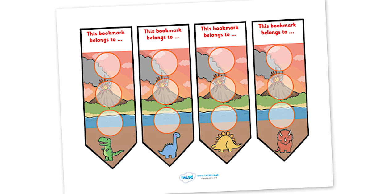 Dinosaur Sticker Reward Bookmarks (30mm) - Twinkl