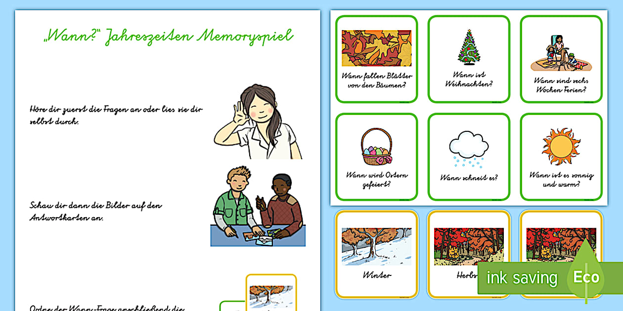 Wann? Jaherszeiten Memoryspiel (teacher made) - Twinkl