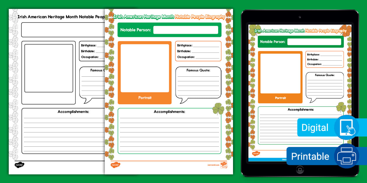 Irish American Heritage Month Notable People Biography