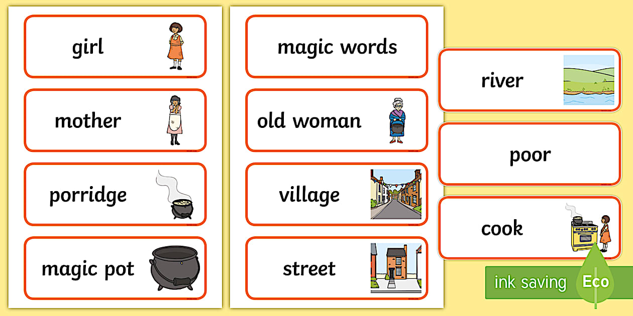 The Magic Porridge Pot Word Cards (teacher made) - Twinkl