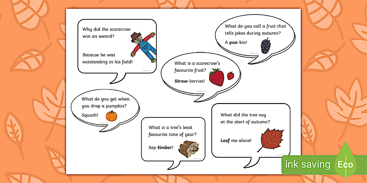 Autumn Jokes in Speech Bubbles (Teacher-Made) - Twinkl