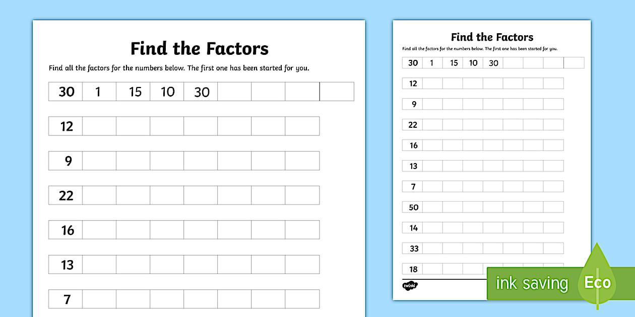 What is a Factor in Maths Worksheet | Twinkl - Twinkl
