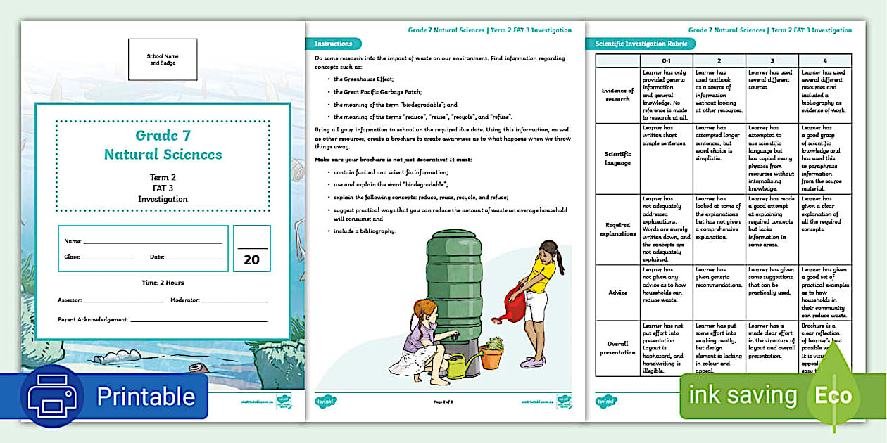 Grade 7 Natural Science Term Two Worksheets (teacher made)