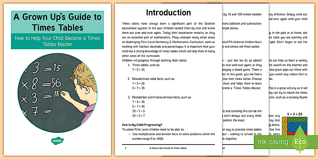Scotland A Grown Up's Guide to Times Tables How to Help Your Child Become a