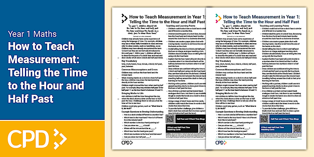 How to Teach Measurement in Year 1: Telling the Time to the Hour and ...