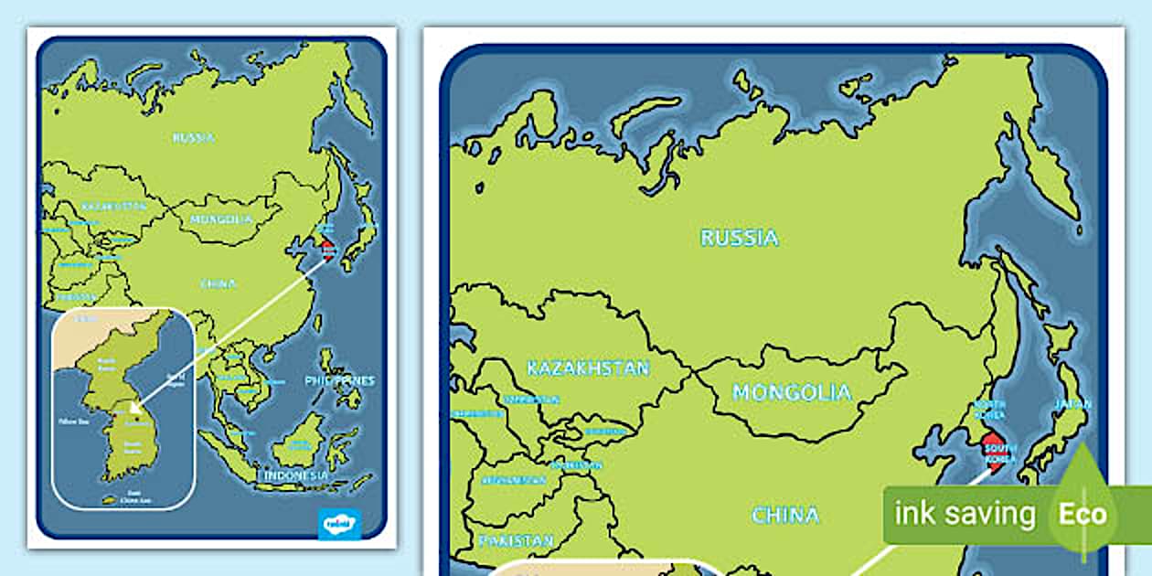 Where in the World Is South Korea? Map (teacher made)