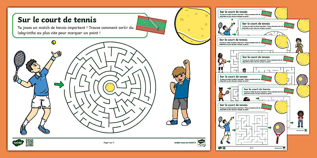 Feuilles d'activités : Labyrinthes - Sur le court de tennis