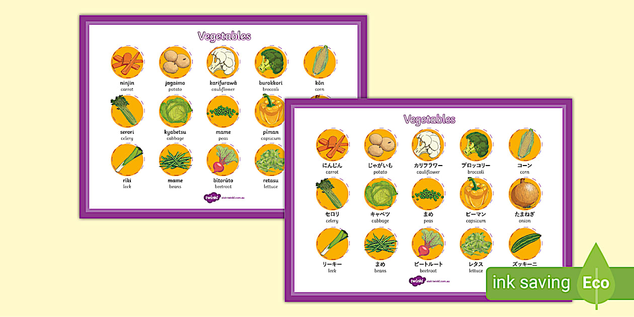 TAS Vegetable Word Mat Japanese (teacher made) - Twinkl
