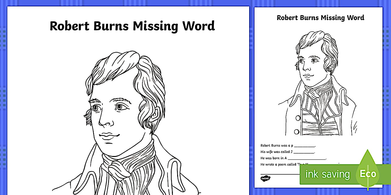 Missing Word - Robert Burns Worksheet - Twinkl