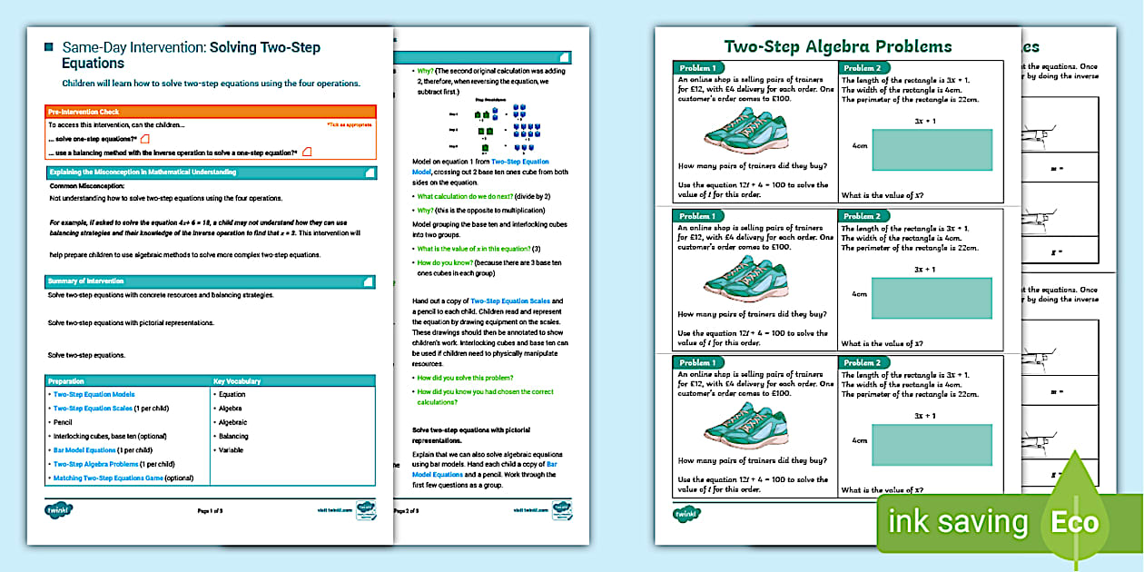 👉 Y6 Intervention: Solving Two-Step Equations - Twinkl