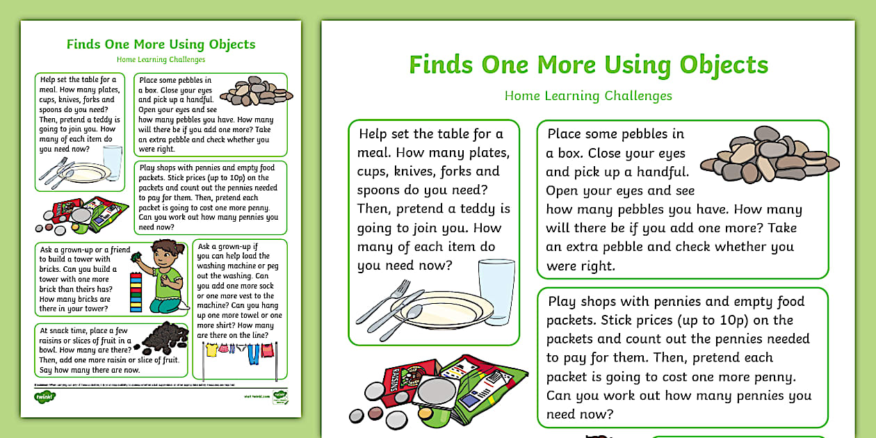 👉 Kindergarten Finds One More Using Objects Home Learning Challenges