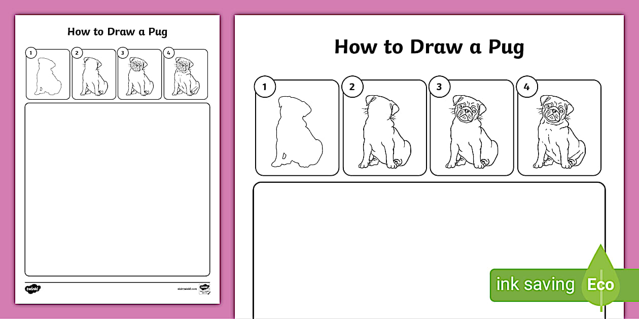 How to Draw a Pug Activity (teacher made) - Twinkl