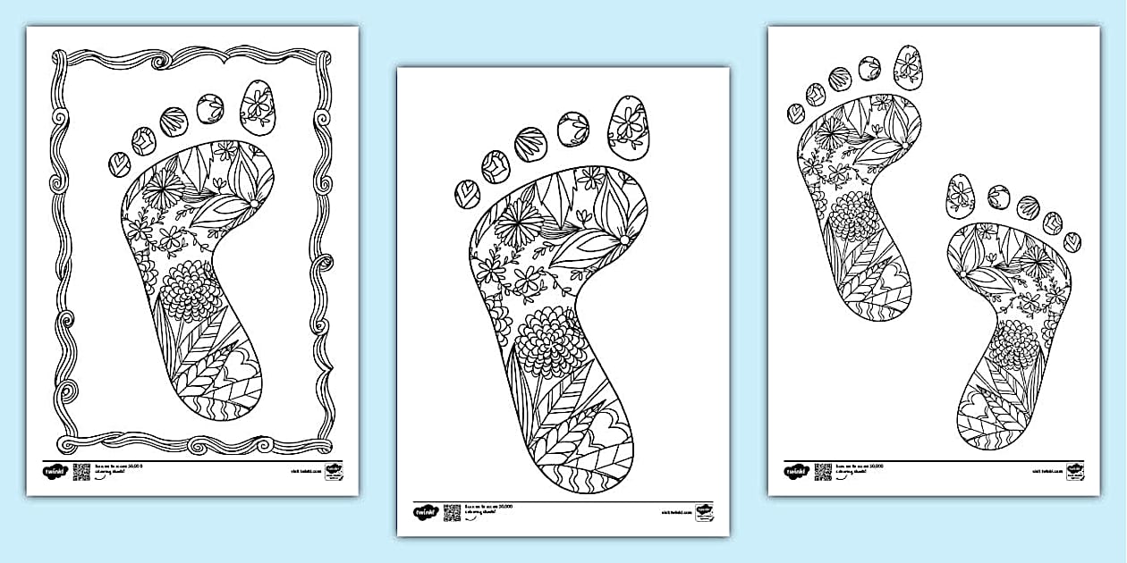 Footprint Mindfulness Colouring Page (teacher made) - Twinkl