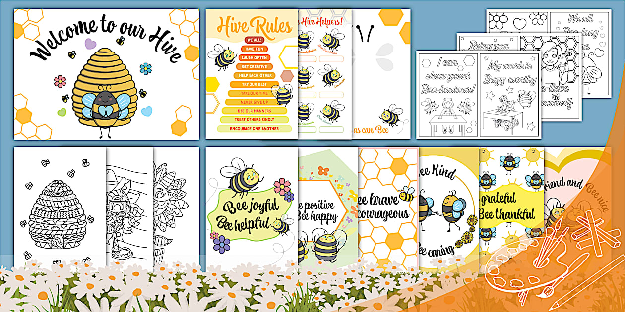 Welcome to Our Hive Bee-Themed Posters Pack - Twinkl