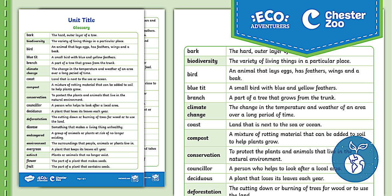 FREE! - Year 1 Biodiversity: Glossary (Teacher-Made)