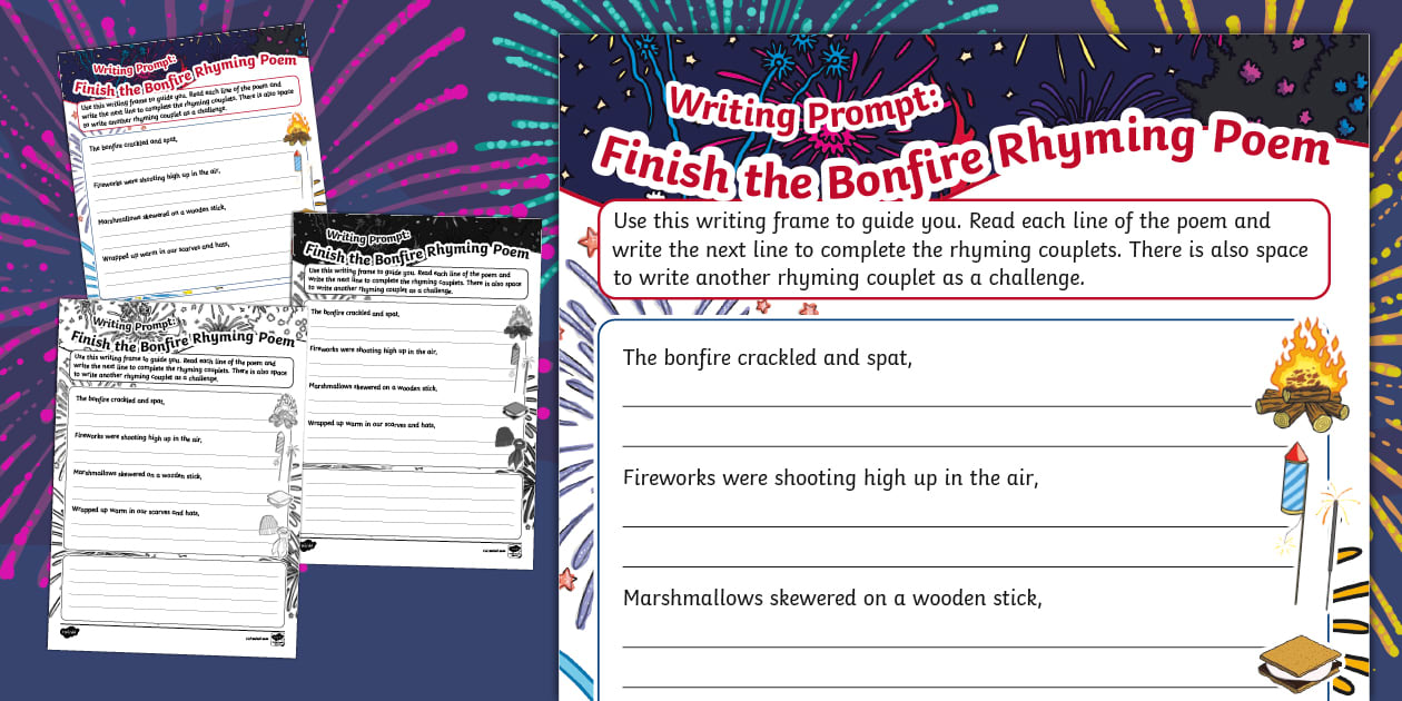 Writing Prompt: Finish the Bonfire Rhyming Poem - Twinkl