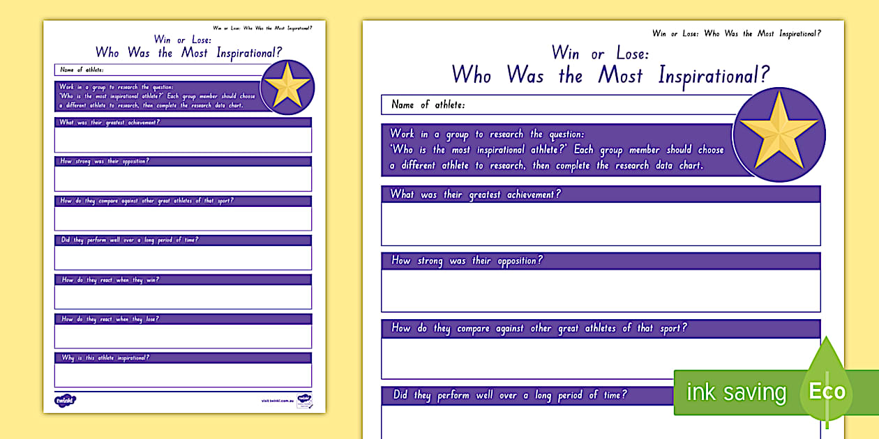 Win or Lose: Who Was the Most Inspirational? Activity