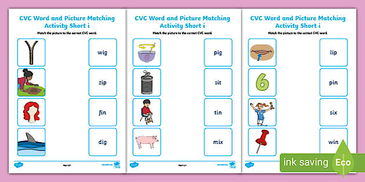 CVC Word and Picture Matching Activity: Short I - Twinkl