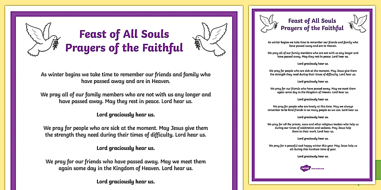 Black and White Feast of All Souls Prayers of the Faithful Print-Out