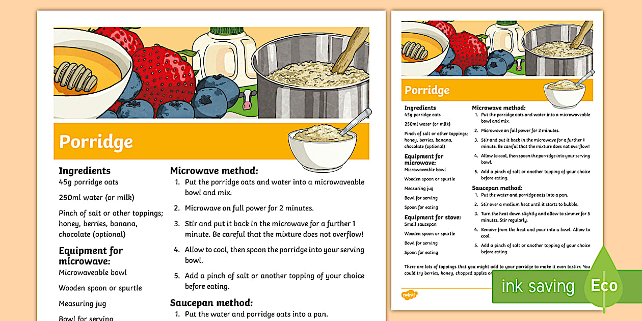 Porridge Recipe - Healthy Breakfast Ideas - Twinkl