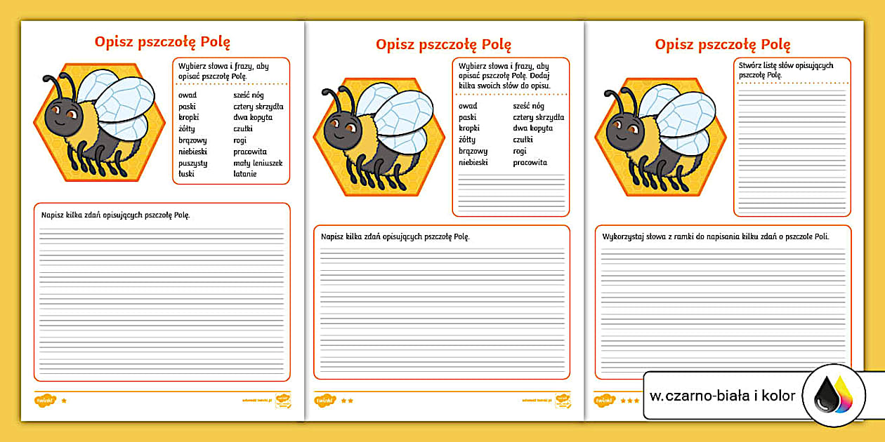 Opisz pszczołę - opis postaci i pisanie zdań - Twinkl