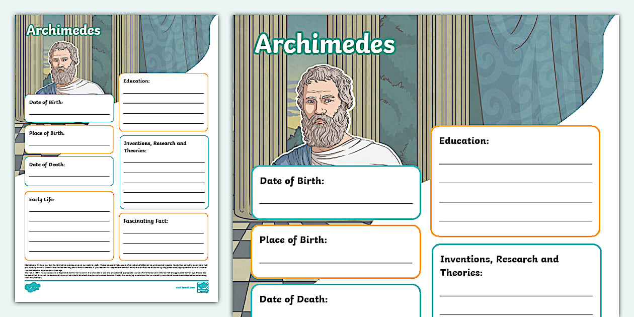 Archimedes Fact File Template - Twinkl - KS2 (teacher made)