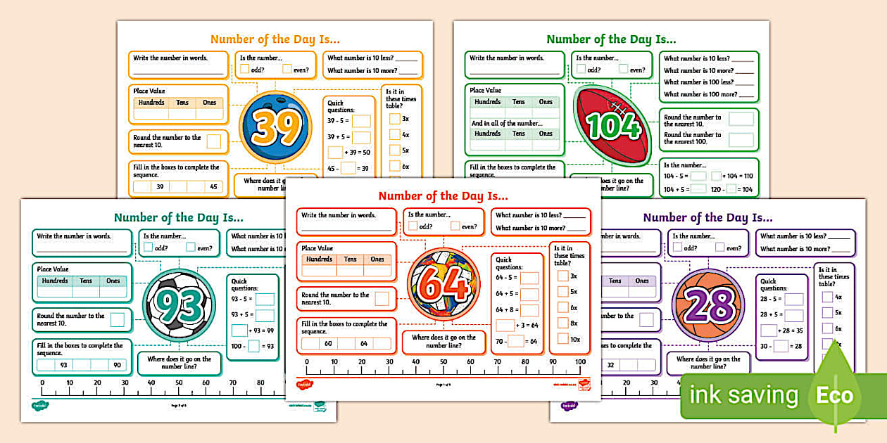 Level 2 (Phase 1) Sports-Themed Number of the Day - Twinkl