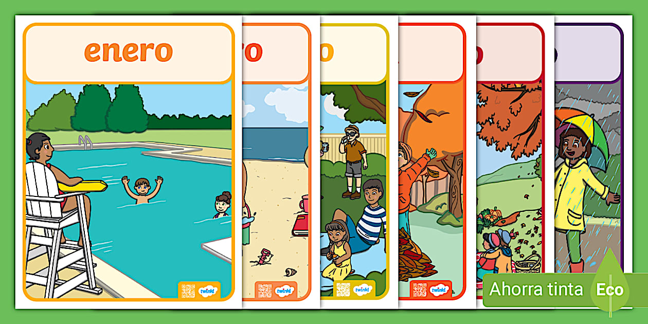 Pósters Meses y Estaciones del Año Verticales - Twinkl