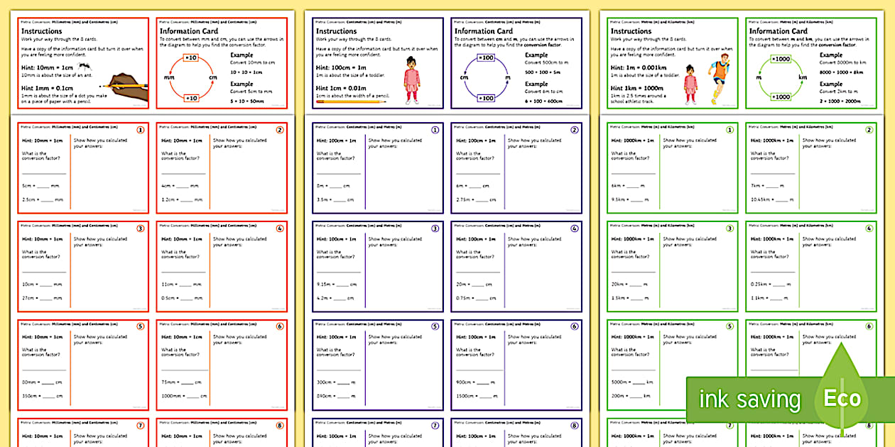 Metric Length Conversions Differentiated Challenge Cards