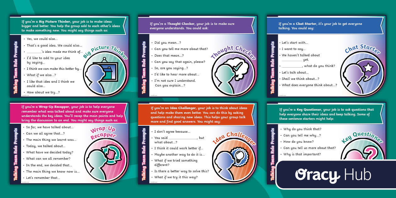 KS1 Talking Team Roles Oracy Prompt Cards
