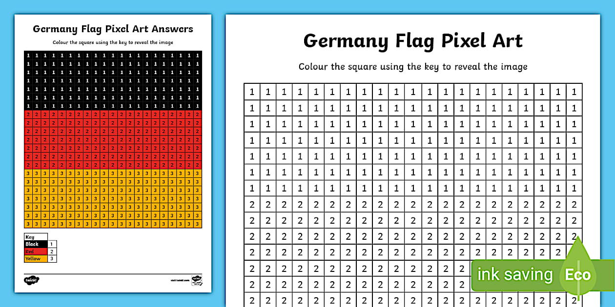 Germany Flag Pixel Art Template (teacher made) - Twinkl