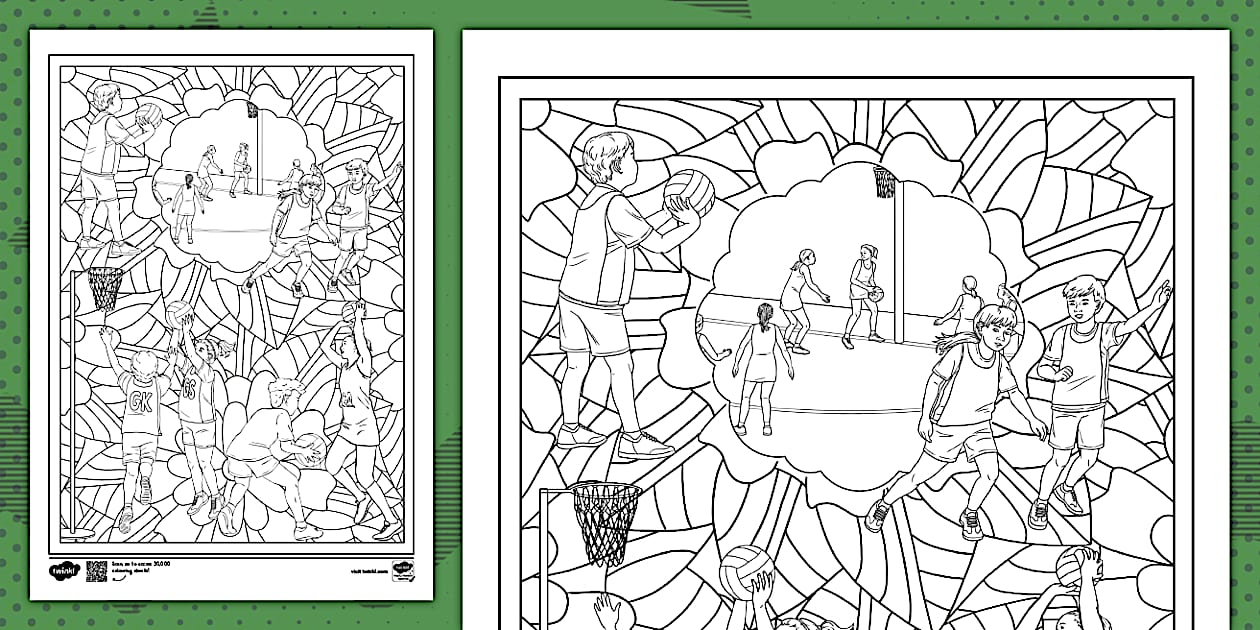 Netball Mindfulness Colouring Sheet (Teacher-Made) - Twinkl