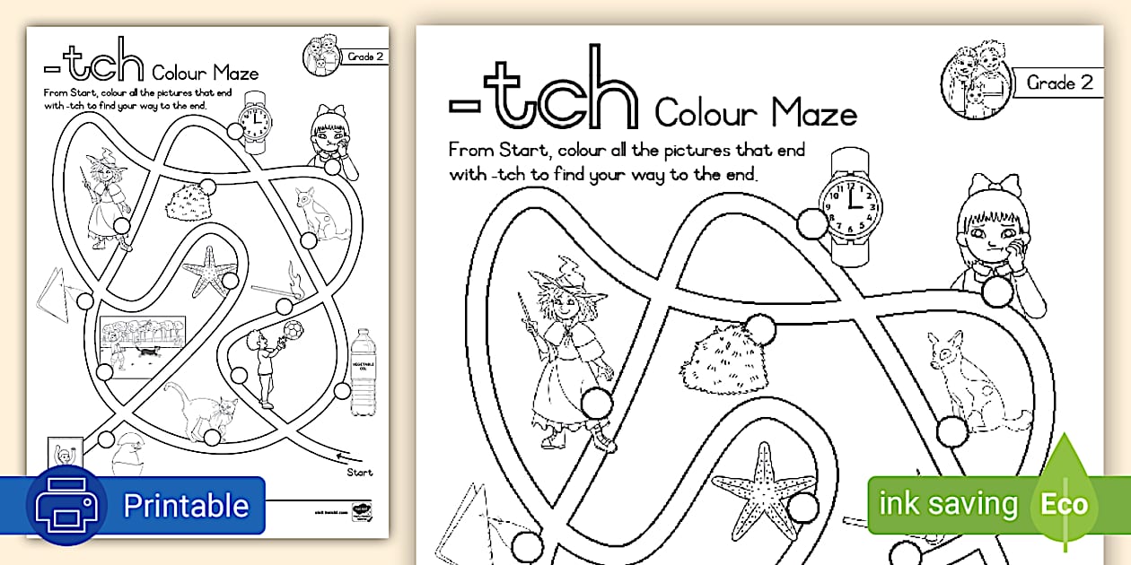 Grade 2 Phonics: Colouring Maze -tch (teacher made) - Twinkl