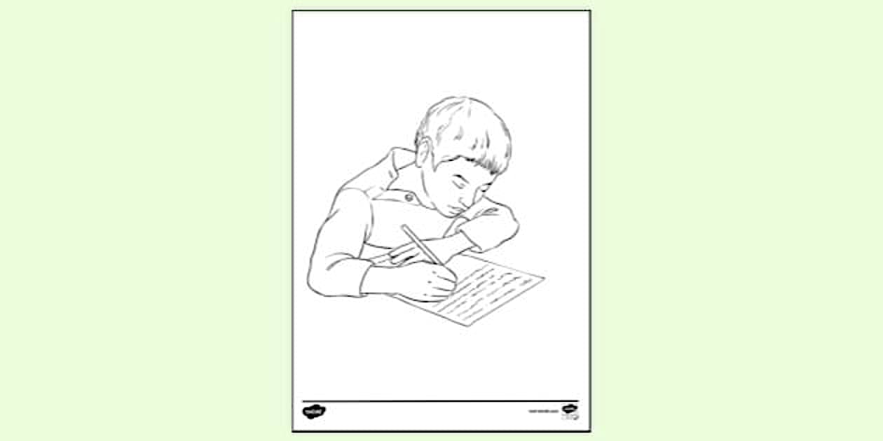 Child Writing Drawing Colouring | Colouring Sheets - Twinkl
