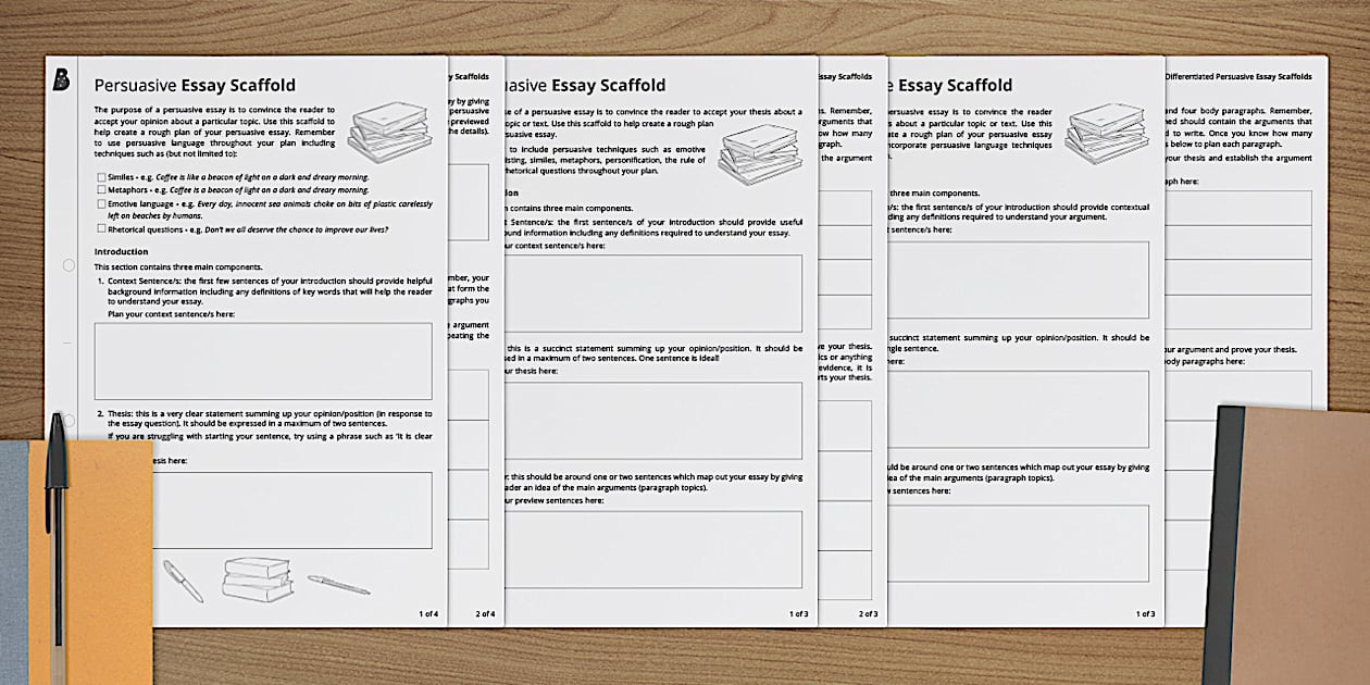 Differentiated Persuasive Essay Scaffolds - Twinkl