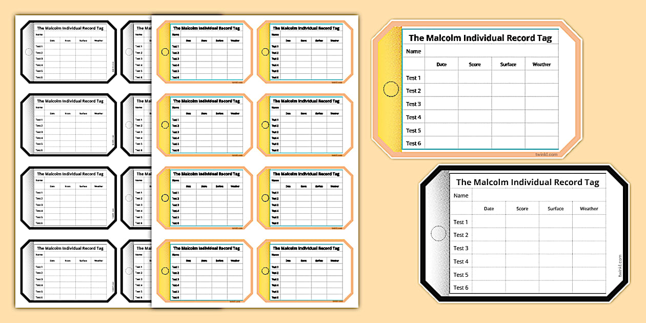 The Malcolm Fitness Challenge Individual Recording Tags