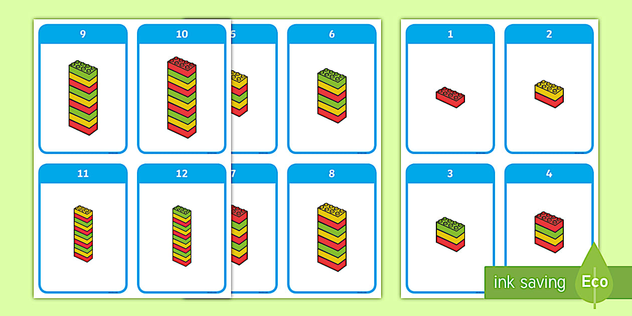 Build a Tower 1 to 30 Building Block Number Cards - Build A Tower 1-20