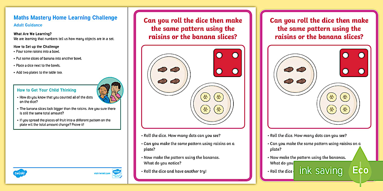 EYFS Maths Mastery Counting Home Learning Challenge: Fruity Dice