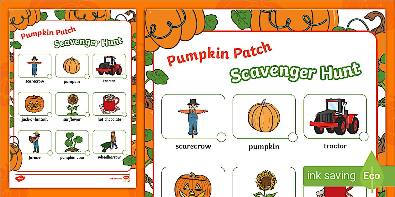 KS1 Pumpkin Patch Scavenger Hunt - Autumn - Harvest - Twinkl
