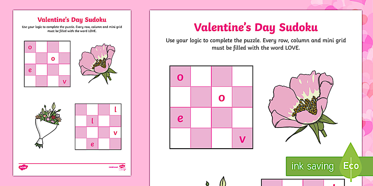 Valentine's Day Sudoku Activity (teacher made) - Twinkl