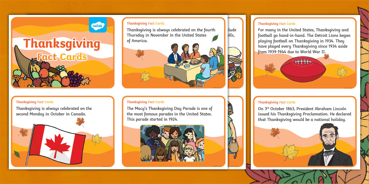 Thanksgiving Fact Cards (Teacher-Made) - Twinkl