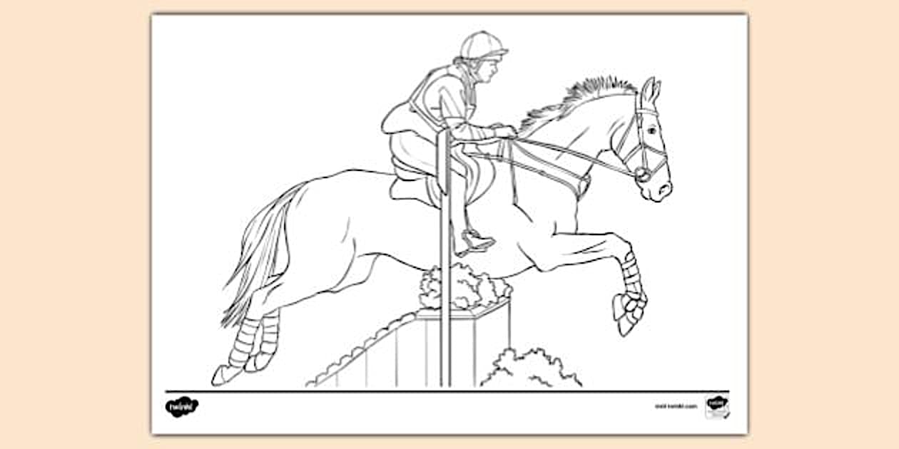 Equestrian Cross Country Zara Phillips Colouring Sheet