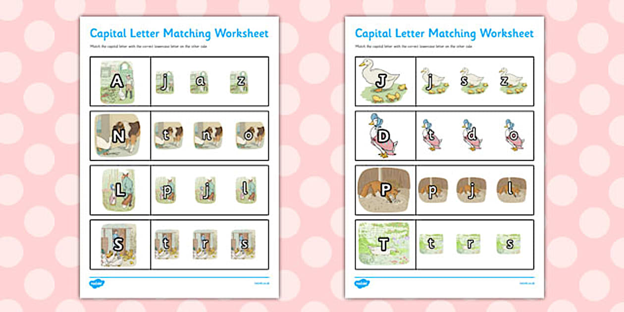 The Tale of Jemima Puddle-Duck Themed Capital Letter Matching Worksheet